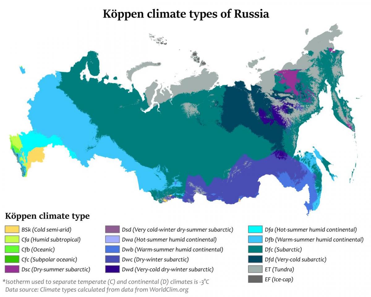A rússia clima mapa Climático do mapa Rússia (Europa de Leste - Europa)